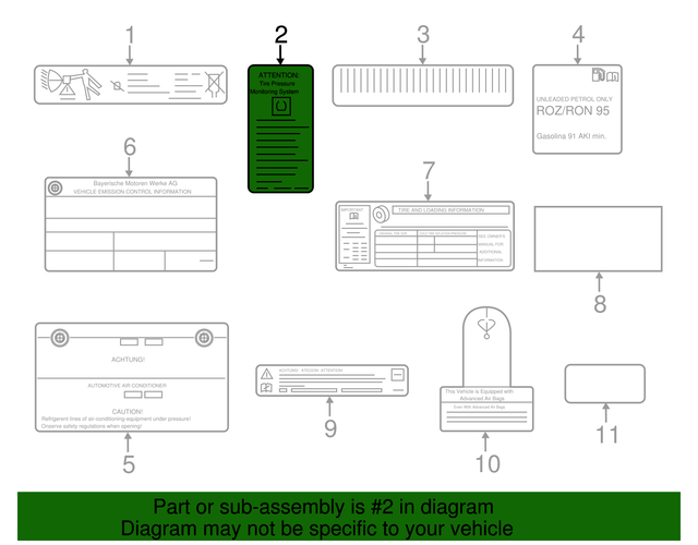 BMW 71217209617 Genuine OEM Factory Original Info Label for sale online ...
