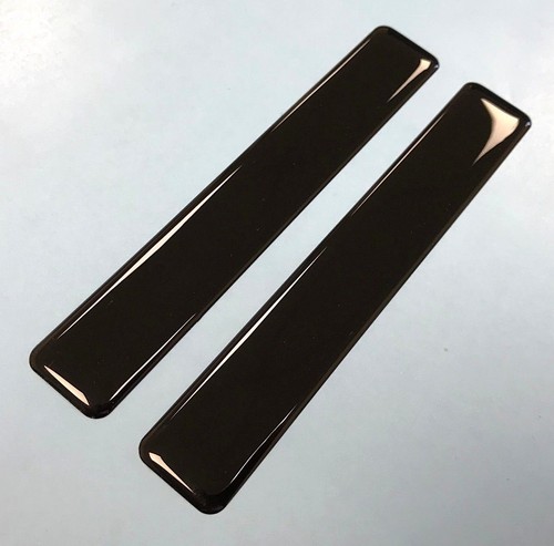 2 x BLACK Stickers/Decals 85mm x 15mm HIGH GLOSS DOMED - OTHER COLOURS ...