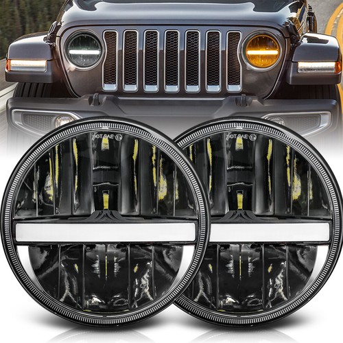 7 inch LED Headlight Round 6024 led headlight with Amber White DRL for ...