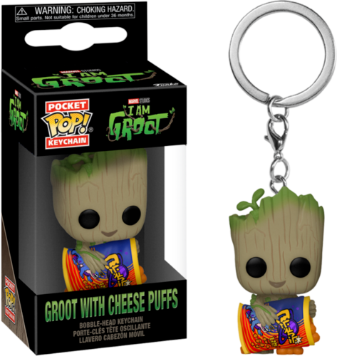 MARVEL I AM GROOT WITH CHEESE PUFFS 2" POCKET POP KEYCHAIN VINYL FIGURE ...