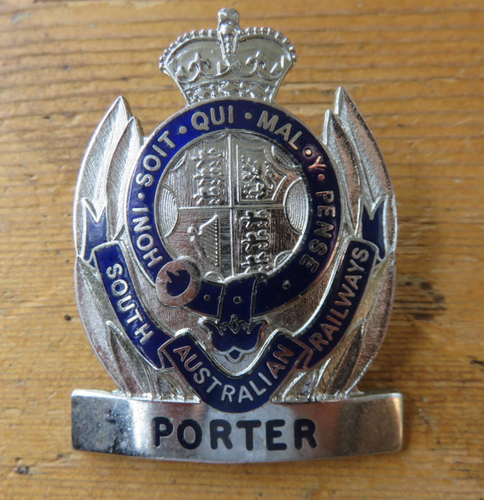 OLD AUSTRALIAN SAR RAILWAY PORTER CAP BADGE | eBay