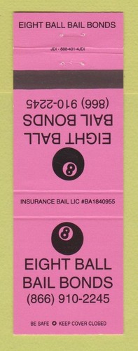 Matchbook Cover - Eight Ball Bail Bonds NEON PINK | eBay