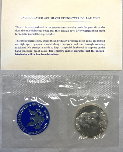 1972 S IKE Eisenhower 40% Silver Dollar US Coin Blue Ike Brilliant ...