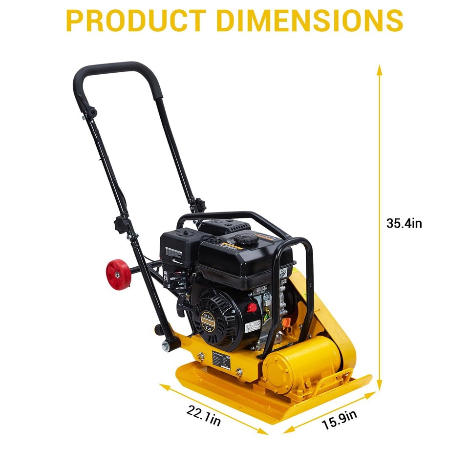 7HP Plate Compactor Rammer 212CC Gas Engine 4200lbs Walk-Behind ...