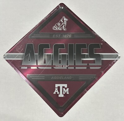 Texas A&M Aggies Metal Diamond Wall Sign Man Cave Decor NCAA Officially ...