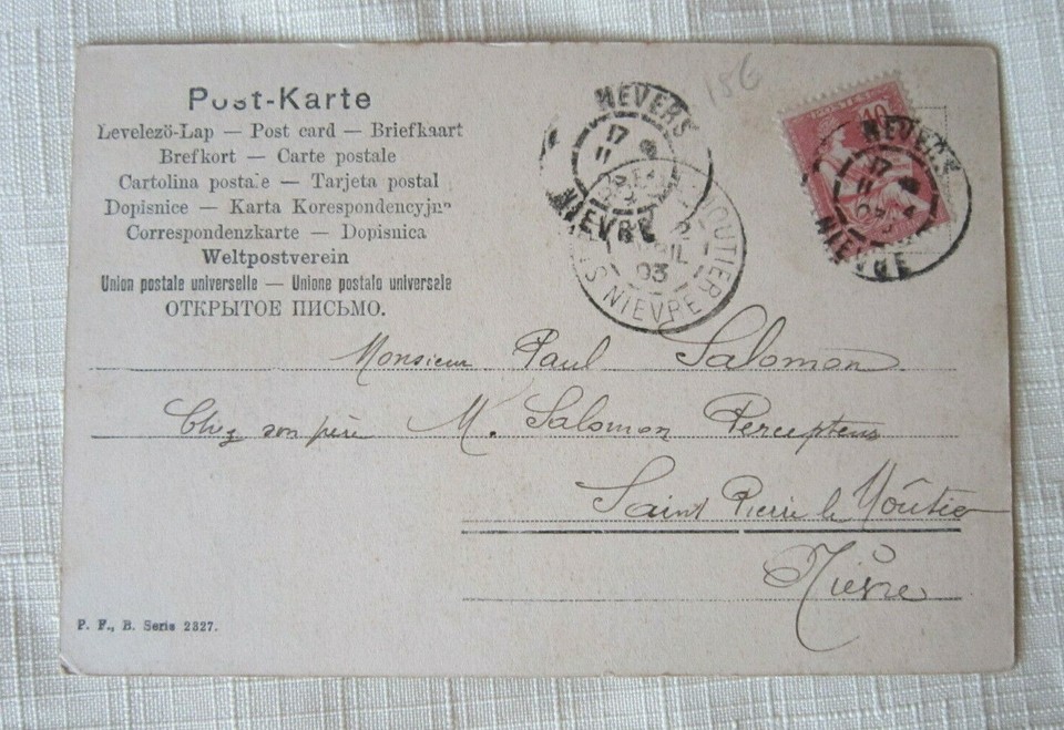 RABBIT BUNNY SUPERB VINTAGE EASTER POSTCARD- Dressed Rabbit Playing ...