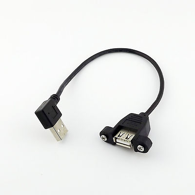 USB 2.0 A Male Plug Right Angle To USB A Female Panel Mount Extension ...