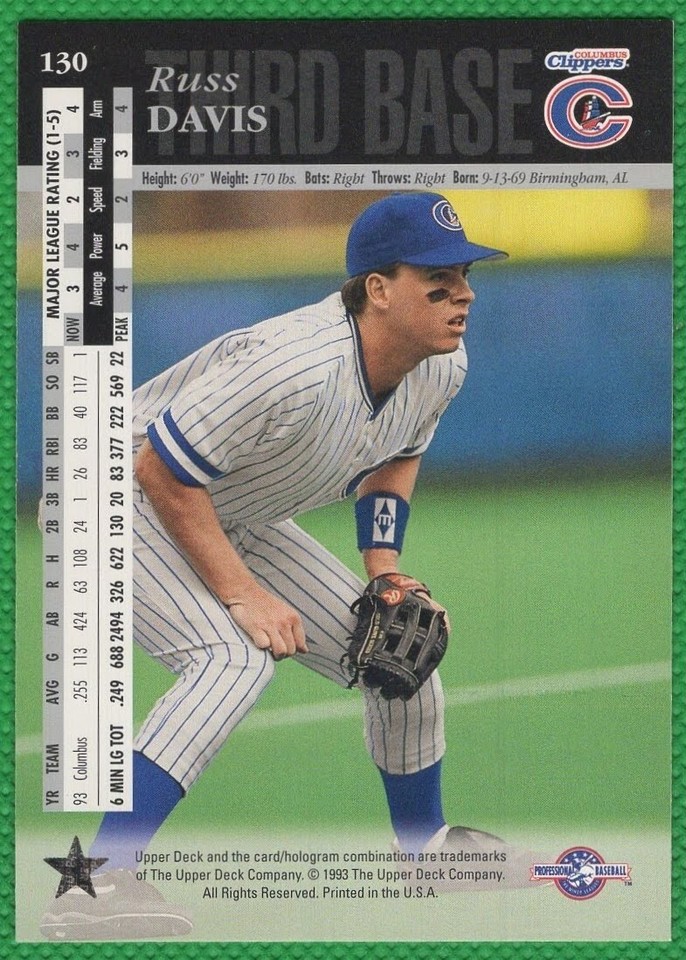 Russ Davis - 1994 Upper Deck Minors #130 - New York Yankees Baseball ...