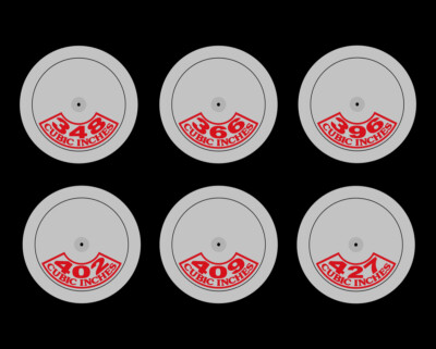 CHROME AIR CLEANER DECAL BBC 348-366-396-402-409-427 CI ENGINE STICKER ...