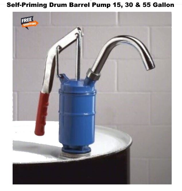 Drum Barrel Pump 15, 30 & 55 Gallon Self-Priming Hand Lever Die Cast ...