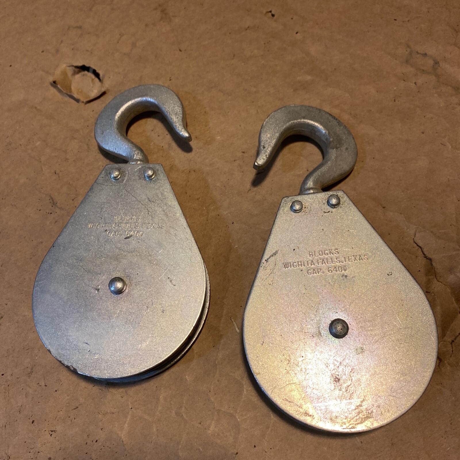 Vintage Well made Pair Cap Loading Blocks Pulleys #03078 #640 Wichita ...