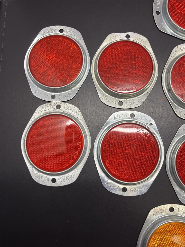15-Vintage Reflector Lot Auto Lamp Amber-Red | eBay