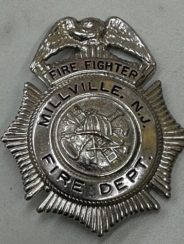 Vintage Obsolete Millville, NJ Fire Fighter Badge | eBay