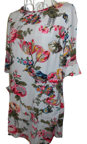 Joules pale grey half sleeve floral shift dress 10 | eBay