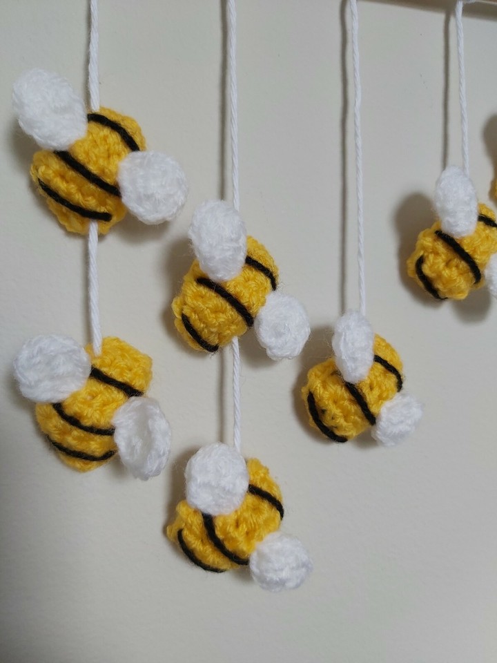 Bumble Bee Wall Hanging Macrame Crochet Handmade Nursery Baby Mobile ...