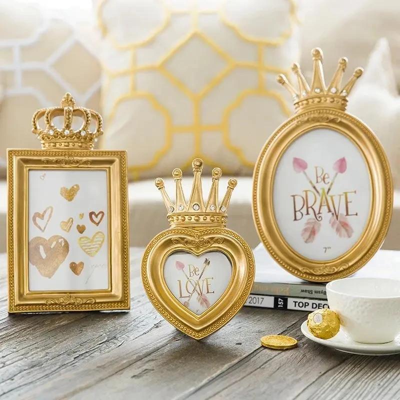 Picture Frame Resin Square Crown Vintage Gold Novelty Free Stand ...