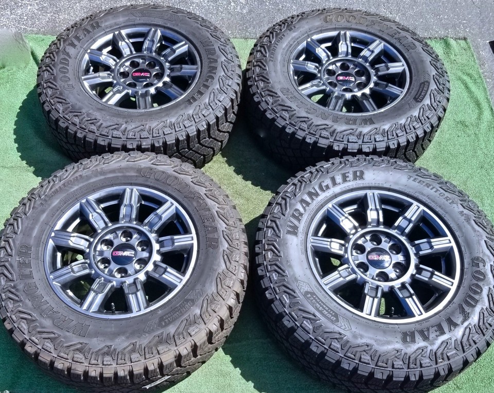 New Factory GMC Sierra AT4X Charcoal Gray Wheels Off-Road Tires OEM GM ...