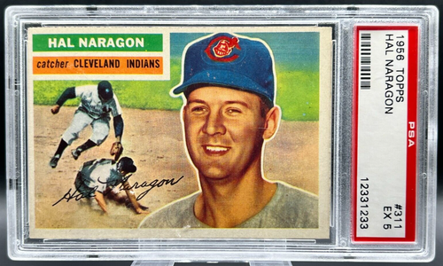 1956 Topps Hal Naragon PSA 5 Excellent Cleveland Indians Gray Back Card ...