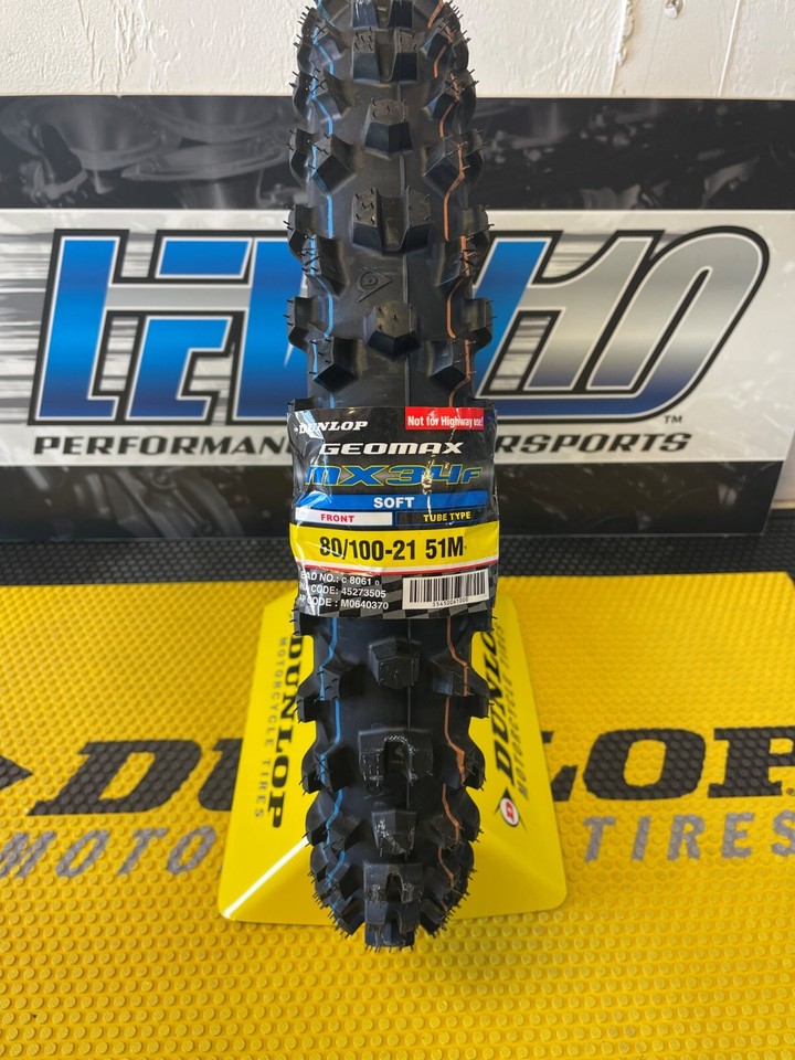 Dunlop MX34 Front 80/100-21 & MX14 Rear 100/90-19 Tire Set (SET ...