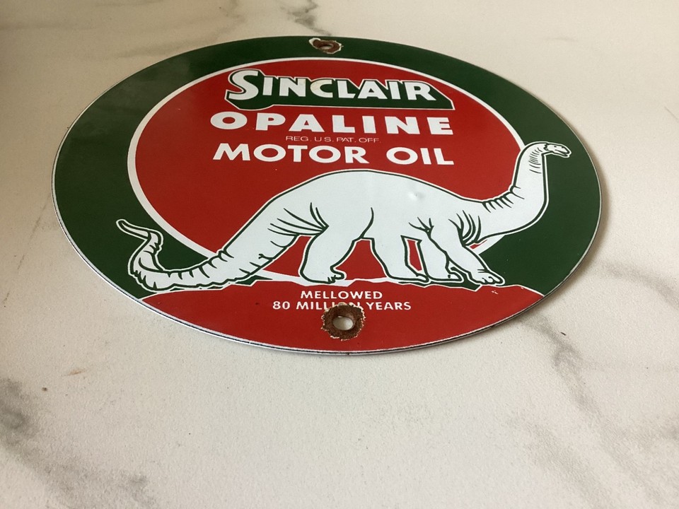 OLD VINTAGE SINCLAIR OPALINE GASOLINE PORCELAIN GAS STATION MOTOR OIL ...