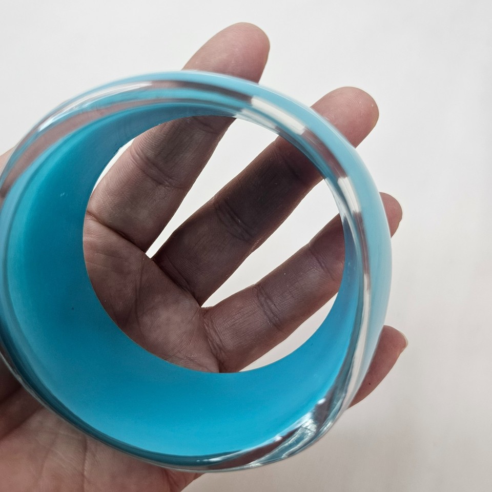 Vintage Lucite Wave Bangle Bracelet Teal Blue Retro Boho Plastic | eBay