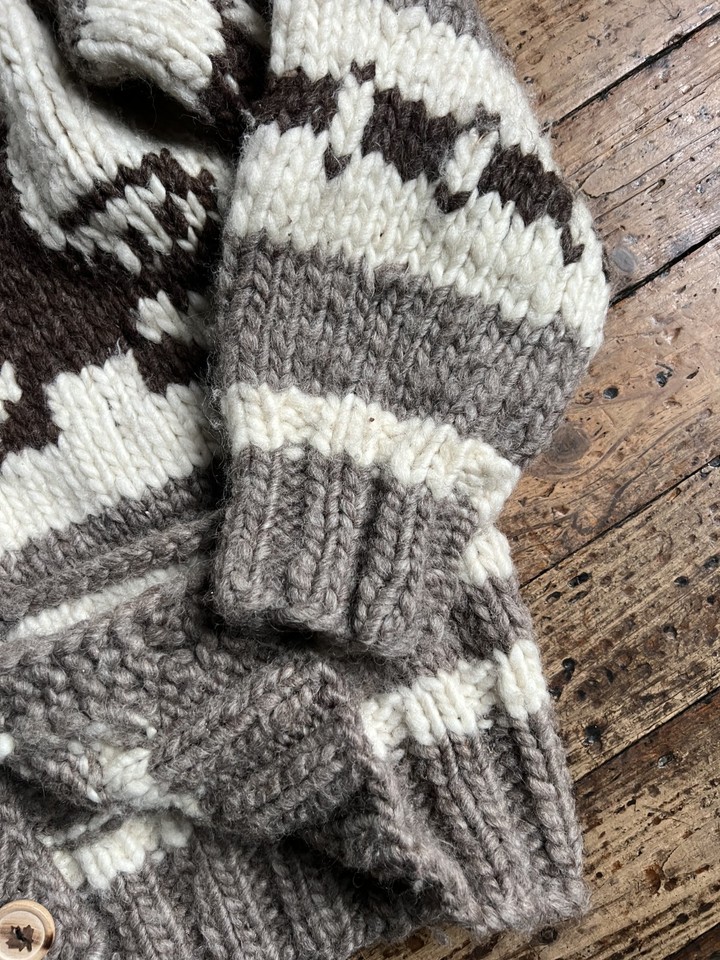 A Stunning Vintage Canadian Cowichan Wool Knit Cardigan With Eagle ...