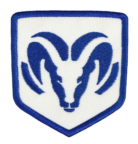 Ram Head Shield Embroidered Patch Ivory/Royal Blue Iron-On Sew-On Jacket Hat Bag | eBay