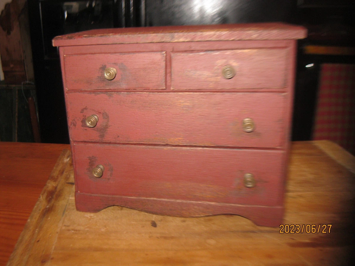 Red Painted Chest Of Drawers