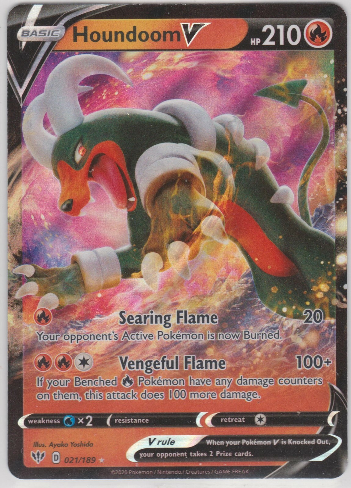 Pokemon TCG SS Darkness Ablaze 021/189 Houndoom V Holographic Rare Card ...