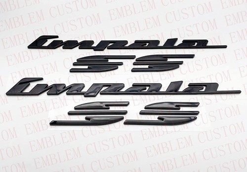2X Gloss Black Impala SS Quarter Panel Emblems 3D Badges Rear for 94-96 ...