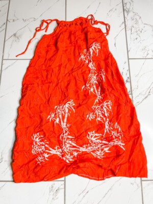 Vintage Orange and White Bamboo Silky Island Moo Moo SMALL | eBay