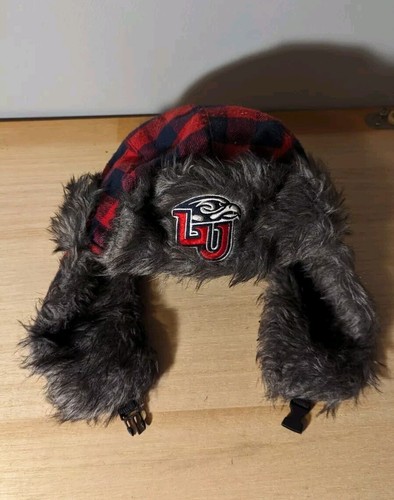 Liberty University LU Flames Winter Hat Red Blue Plaid Earflap Faux Fur ...