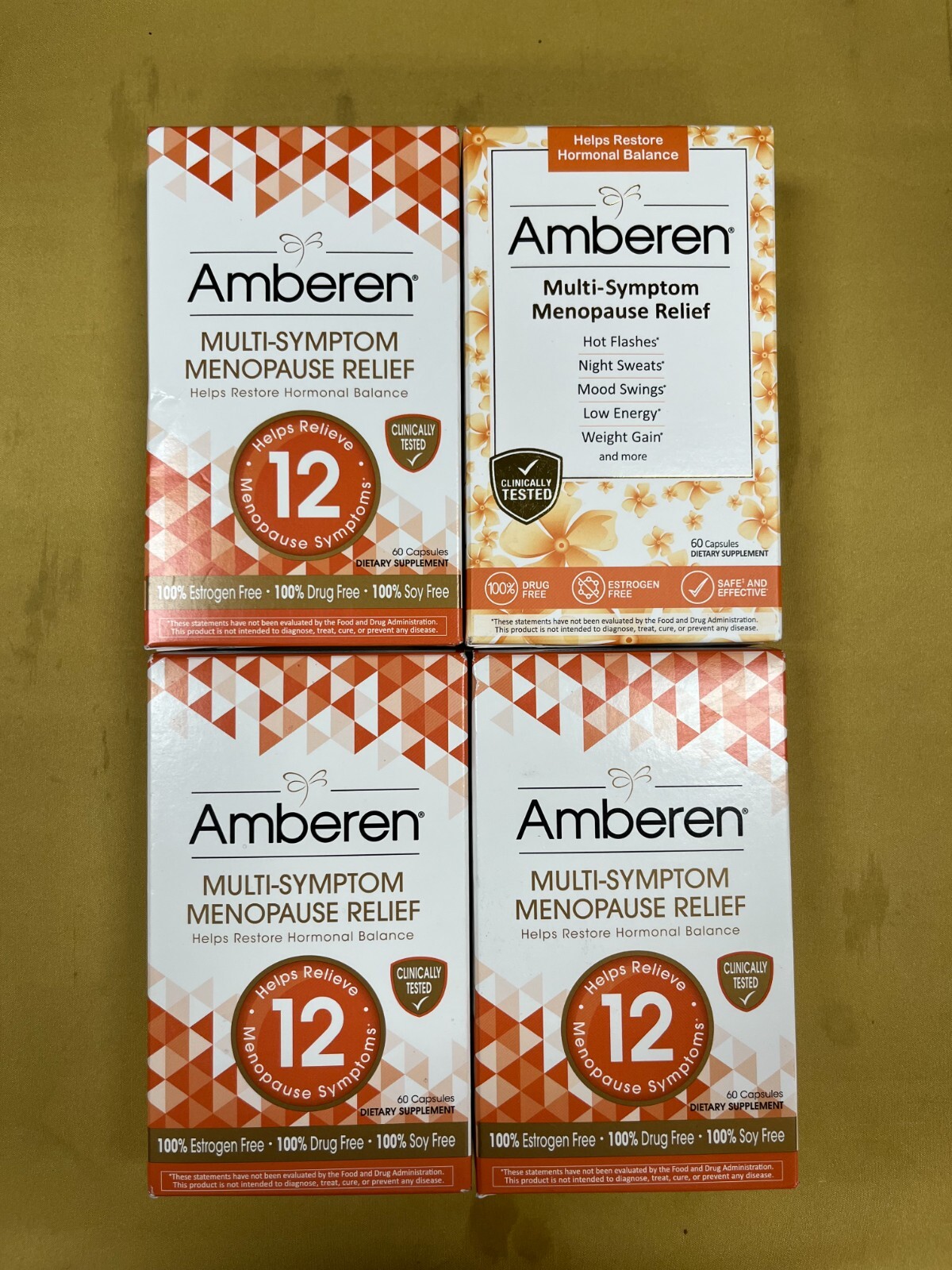 4 New Amberen Multi-Symptom Menopause Relief - 60 Capsules Each Box Exp ...