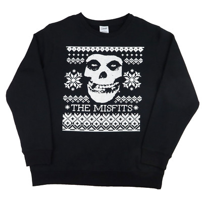 Misfits Sweater Adult Large Black Sweatshirt Fair Isle Fiend Skull ...
