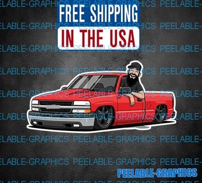 Slammed Truck Lowered Red E Bagged Low Vinyl Decal Sticker Fits Chevy ...