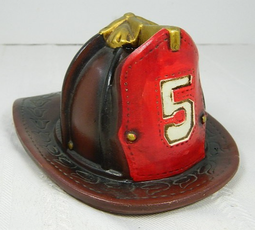 Vintage Ceramic Fireman's Helmet Coin Bank with Stopper Fire Chief ...
