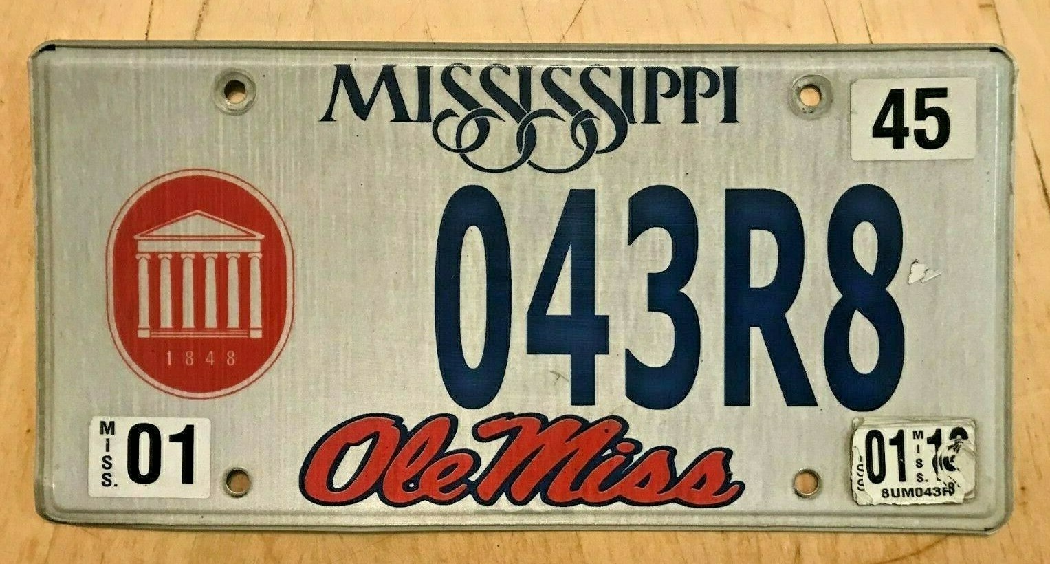 UNIVERSITY OF MISSISSIPPI OLE MISS COLLEGIATE AUTO LICENSE PLATE ...