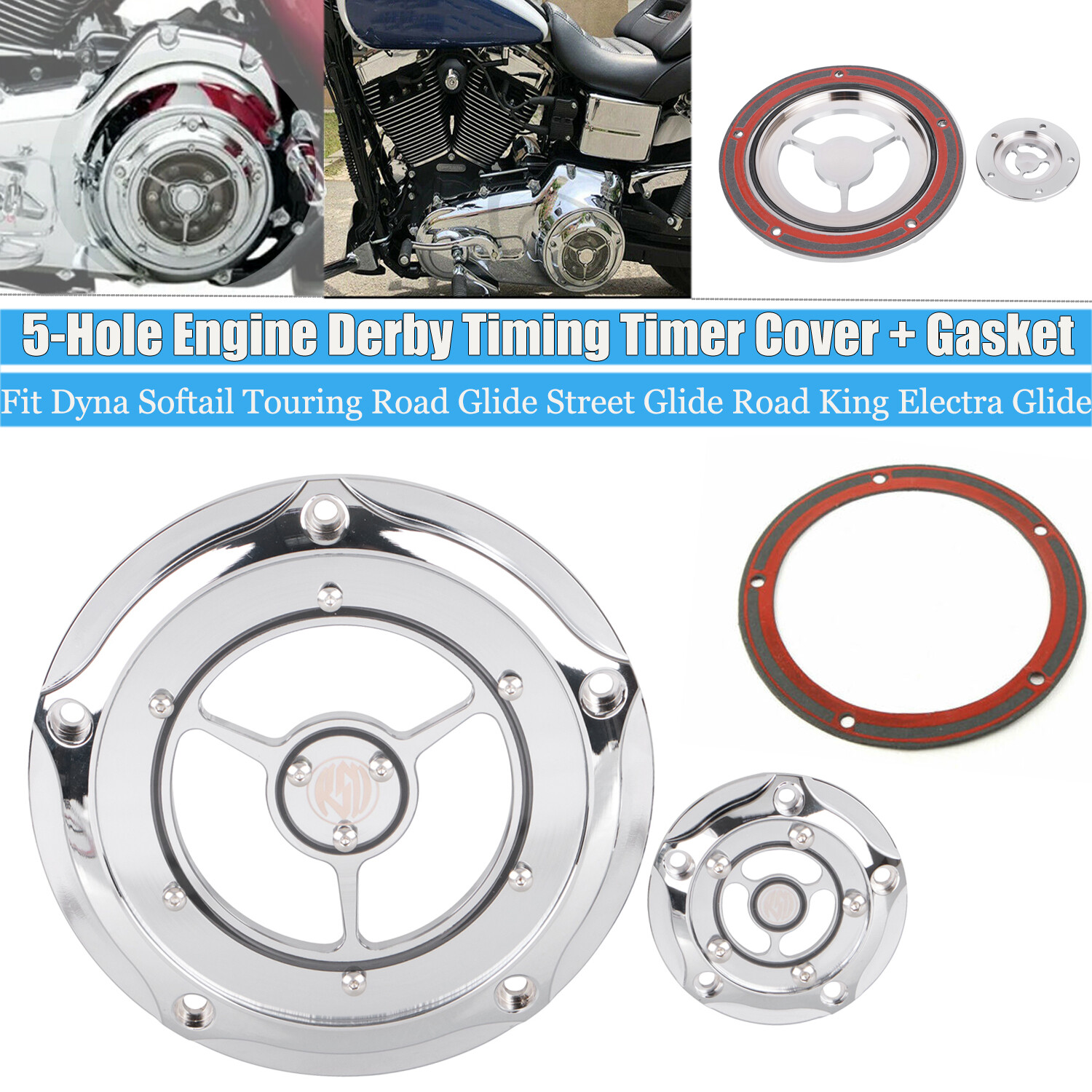 5 Holes Derby Cover Timing Timer Cover For Harley Electra Glide ...
