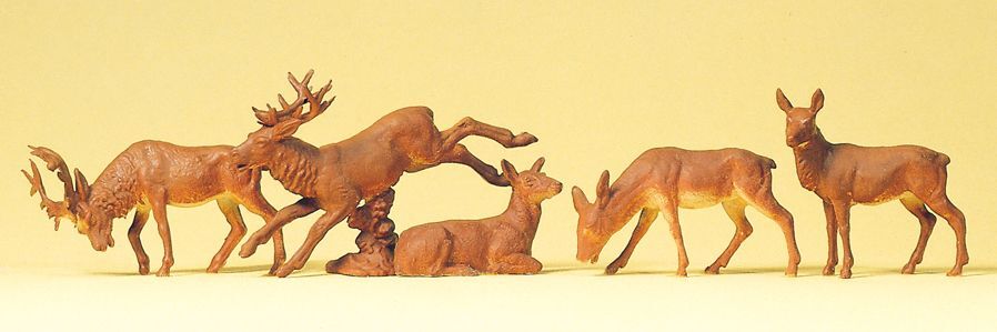 Preiser HO Scale Model Figure/Animals Set Deer (Bucks and Does) 5-Pack ...