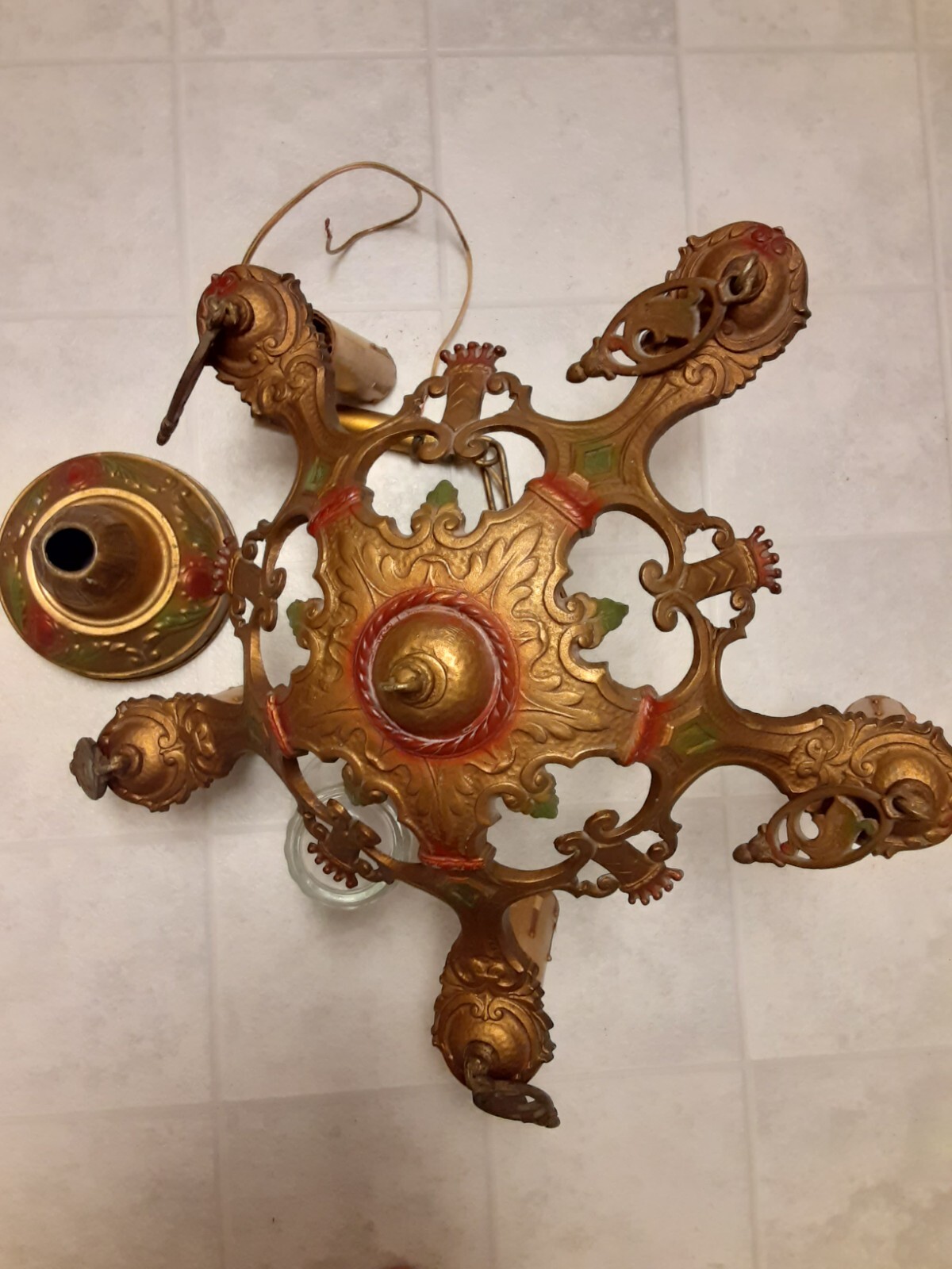 Antique Art Deco Art Nouveau Chandelier Fixture 5 light Light missing ...