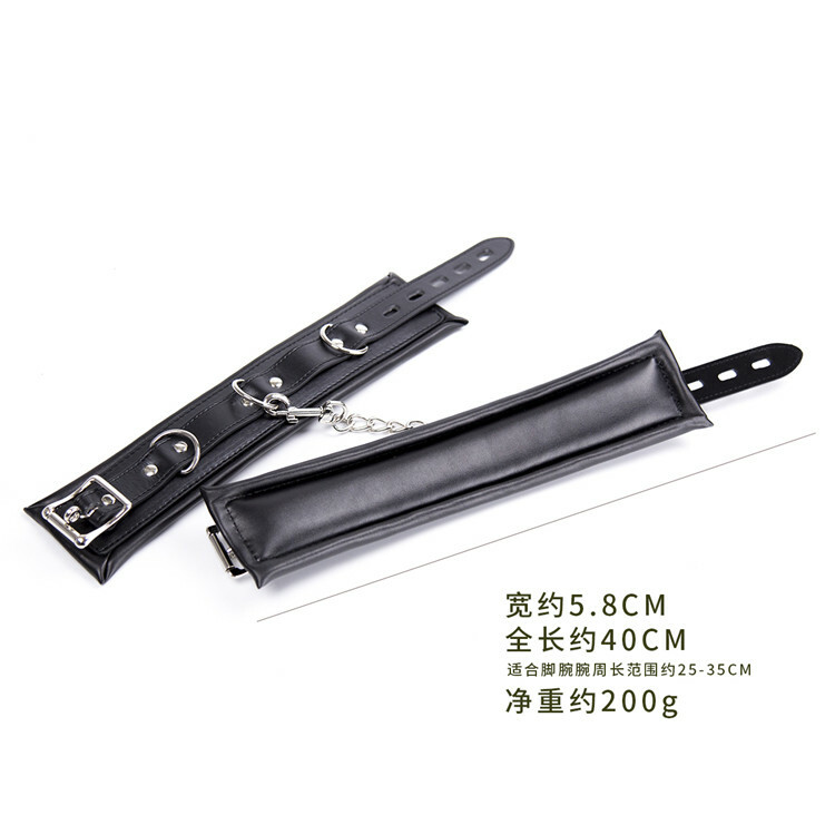 PU Leather Wrist Hand Ankle Cuffs With Chain Shacks Restraint BDSM ...