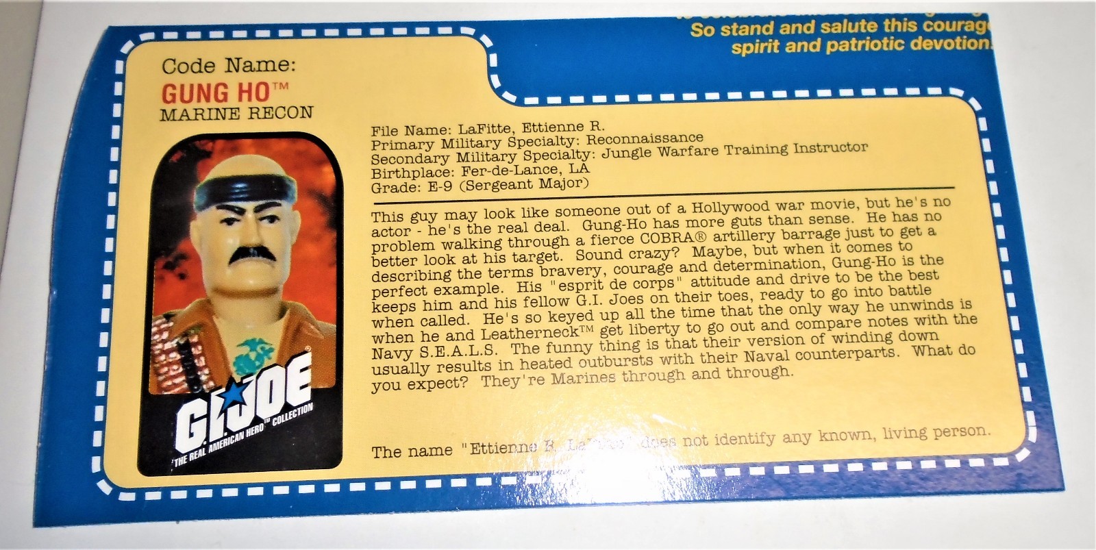 G I JOE File I.D. Card Filecard 2001 Gung Ho V7 | eBay