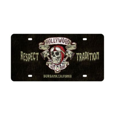 HOLLYWOOD HOT RODS SKULL 15" HEAVY DUTY USA MADE METAL ADV LICENSE ...