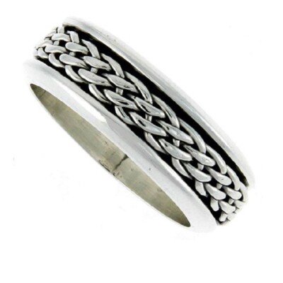 Handmade Sterling Silver Woven Design Center Spinner Ring | eBay