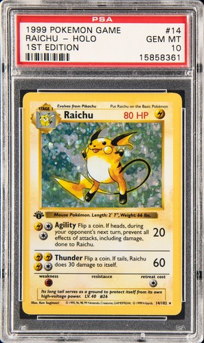 1999 POKEMON BASE SET 1ST EDITION #14 RAICHU-HOLO PSA 10 | eBay