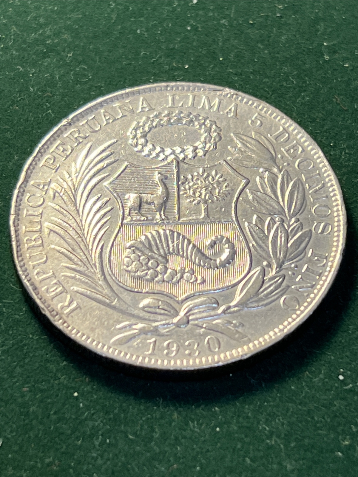 PERU, Republica Peruana Lima 1930 Silver Coin 5 Desimos Fino | eBay