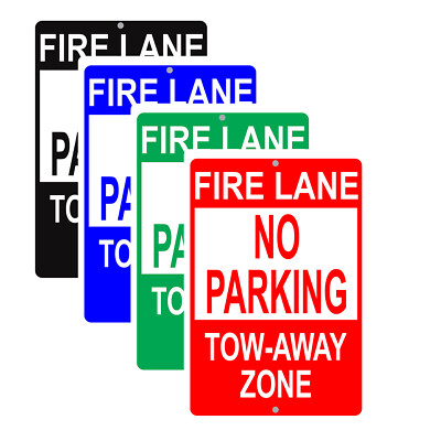 Fire Lane No Parking Tow-Away Zone Restriction Safety Notice Aluminum ...
