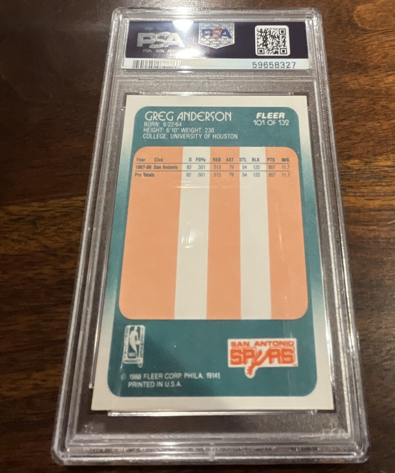 1988 FLEER BASKETBALL #101 GREG ANDERSON PSA 9 MINT | eBay