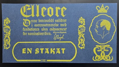 Denmark - Elleore Local Currency 1 Stakat 1962 UNC Micronation Banknote ...