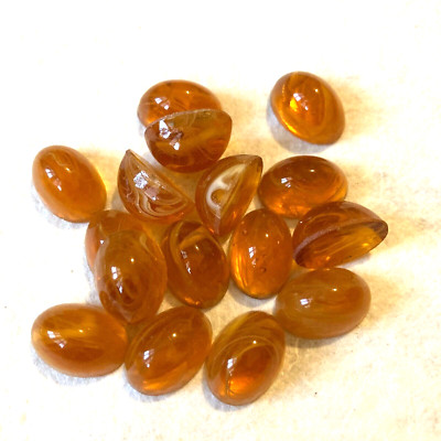 AB246 Vintage glass cabs 18x13mm amber topaz "flawed" high domed ...